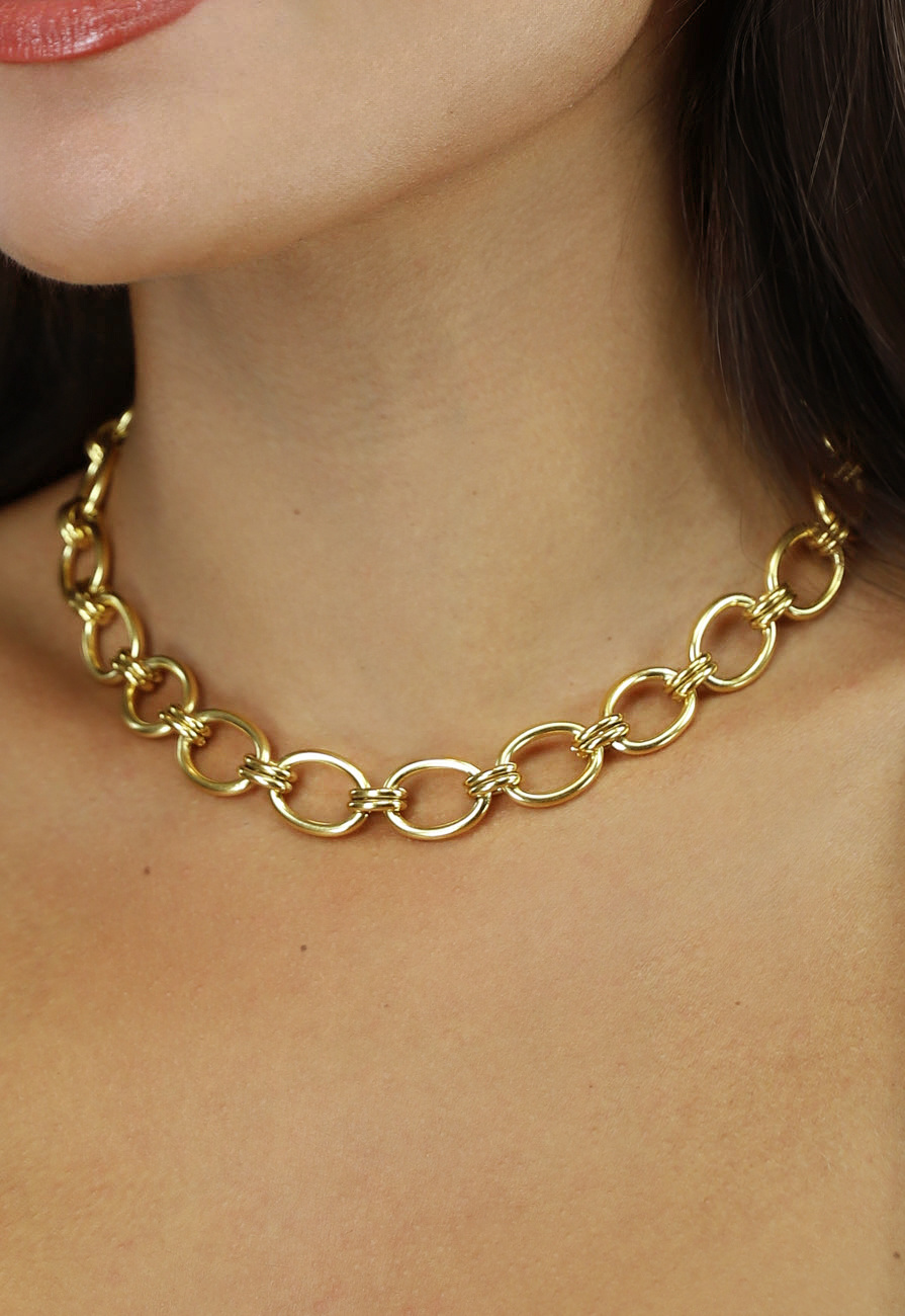 Gouden Statement Chain Ketting - Uwantisell.nl