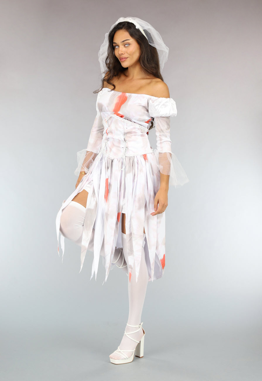 Bebloed Horror Bruid Kostuum - Uwantisell.nl