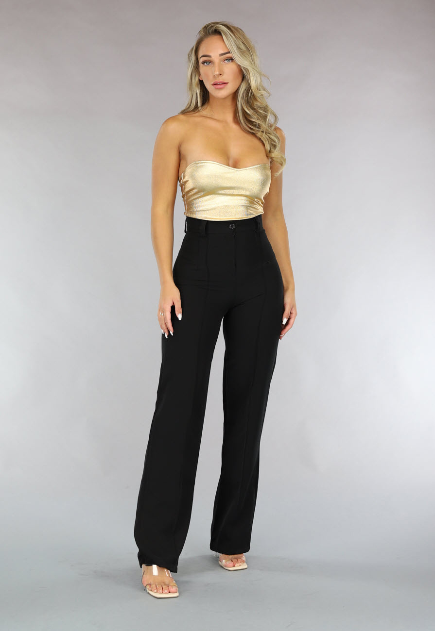 Metallic Gouden Aansluitende Strapless Top met Sweetheart Halslijn ...
