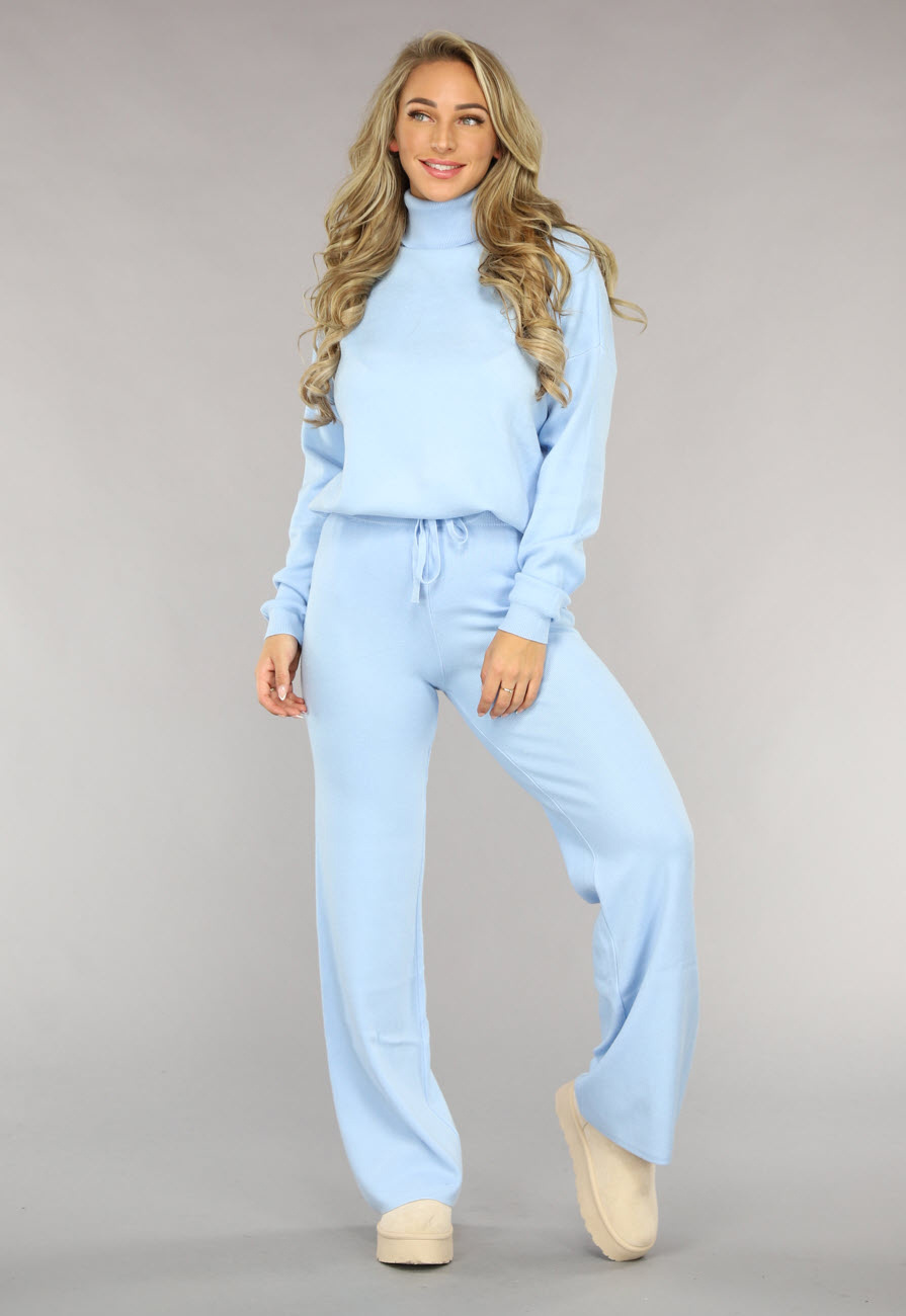 Babyblauwe Gebreide Co Ord Set met Col - Uwantisell.nl