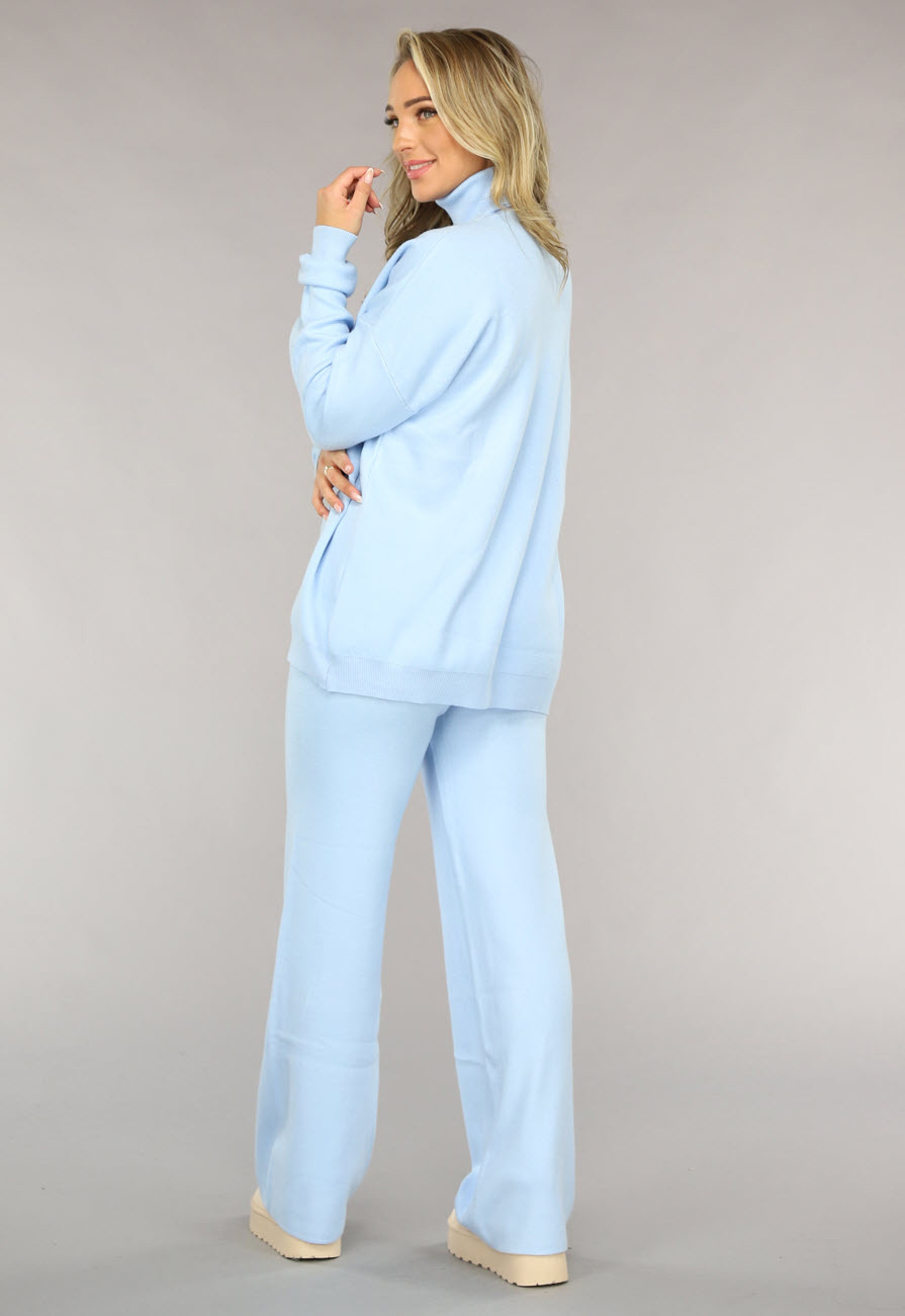 Babyblauwe Gebreide Co Ord Set met Col - Uwantisell.nl