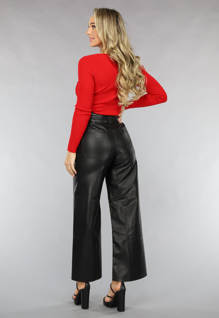 Rode Ribstof Top met Korset Look en Sweetheart Halslijn - Uwantisell.nl