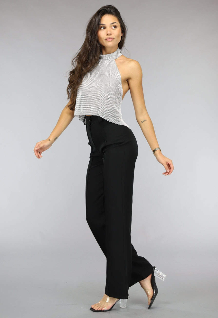 Zilveren Halter Glitter Chain Top - Uwantisell.nl