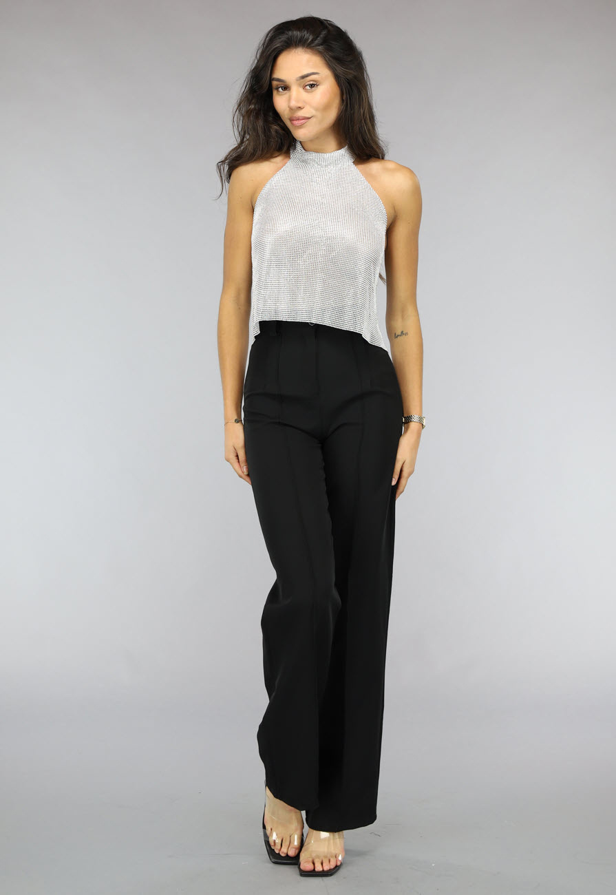 Zilveren Halter Glitter Chain Top - Uwantisell.nl
