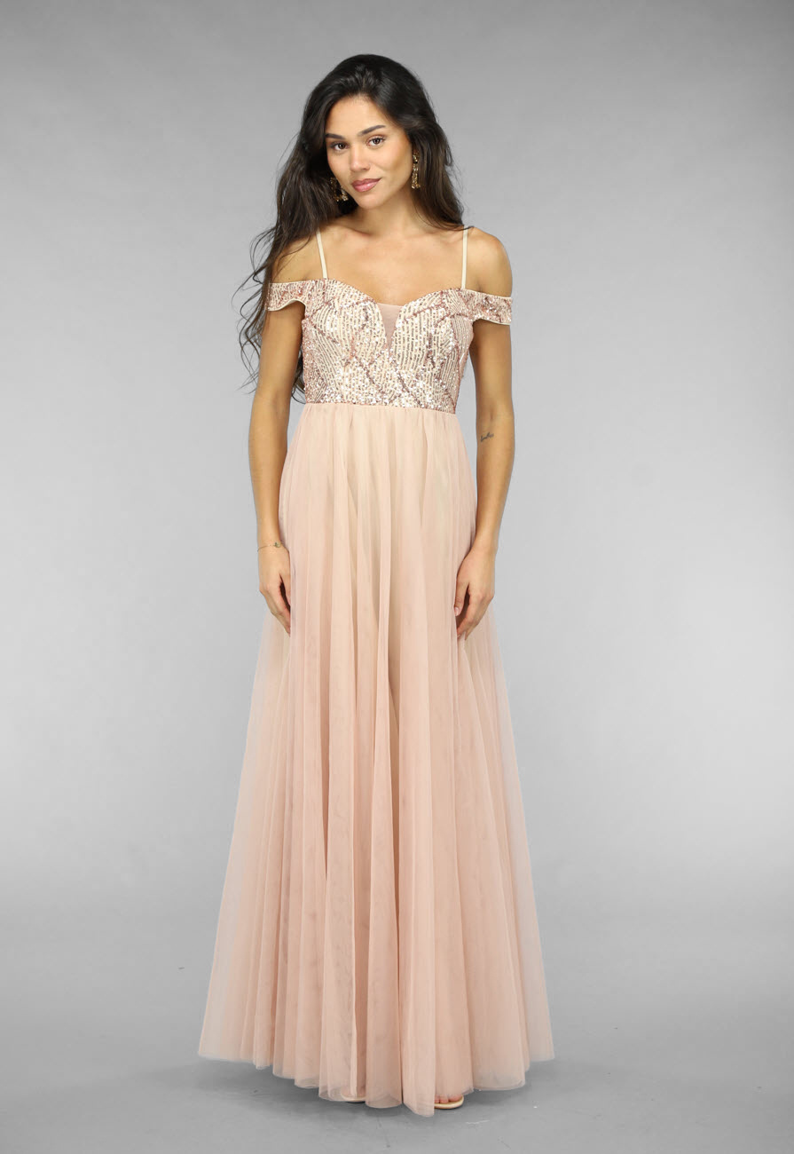 Oudroze Tule Jurk met Pailletten - Uwantisell.nl