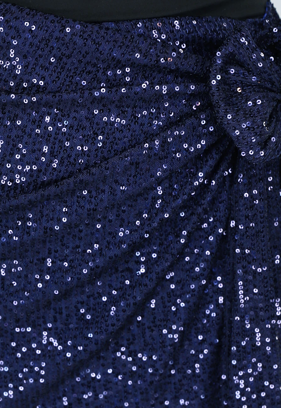 Navy Blauwe Sequin Wrap Rok - Uwantisell.nl