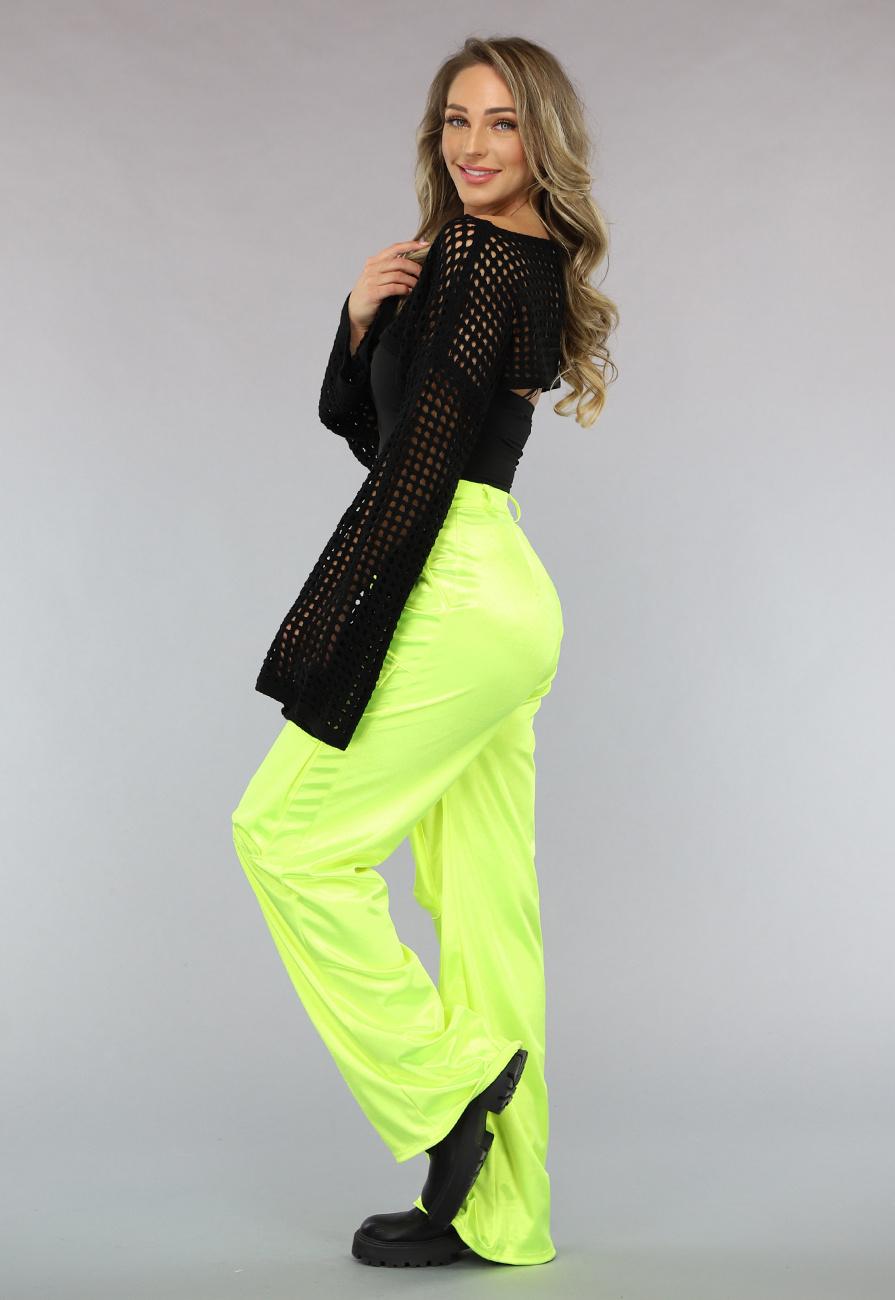 Neon Gele Cargo in Satijnen Stof - Uwantisell.nl