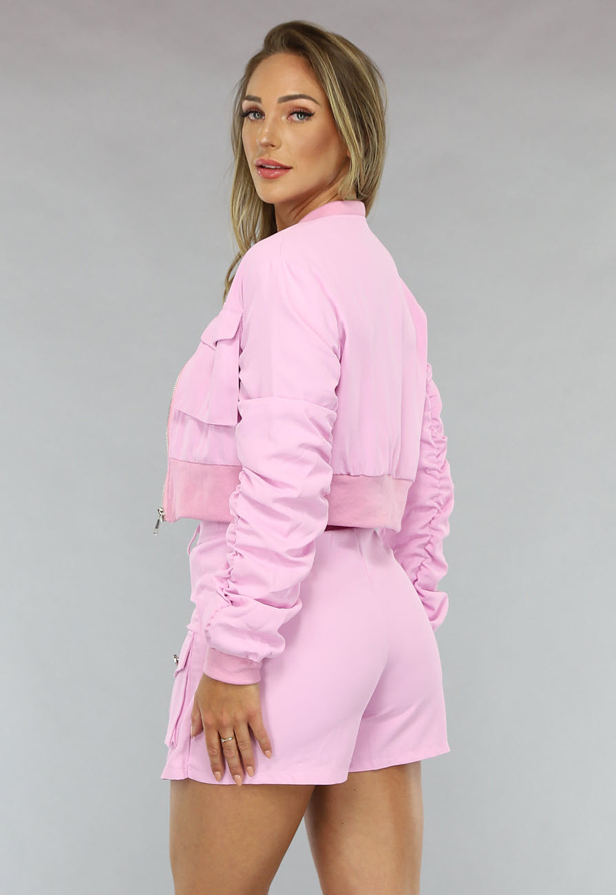 Baby Roze Co Ord Set met Bomberjack - Uwantisell.nl