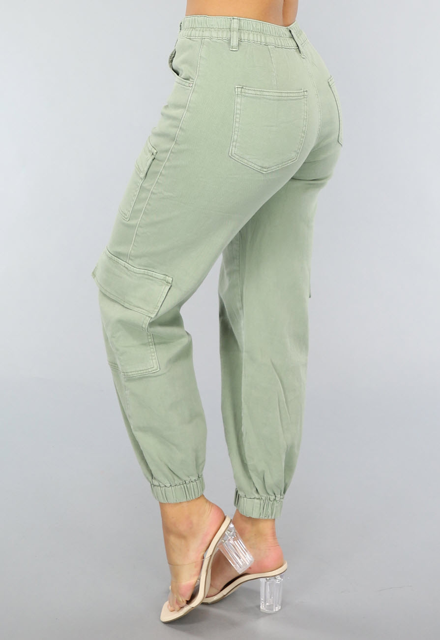 Groene Stretch Carpenter Broek met Zakken - Uwantisell.nl