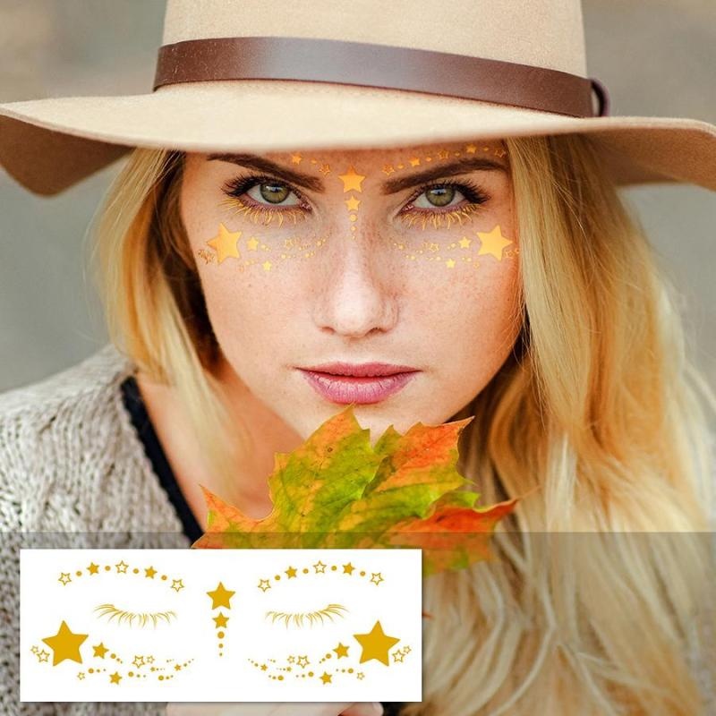 Gouden Metallic Sterren Gezicht Sticker - Uwantisell.nl