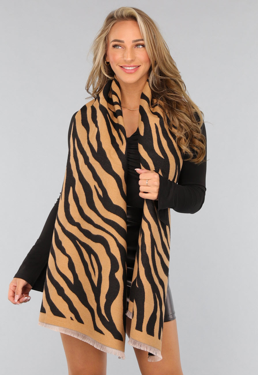 Grote Camel Zebra Print Sjaal - Uwantisell.nl
