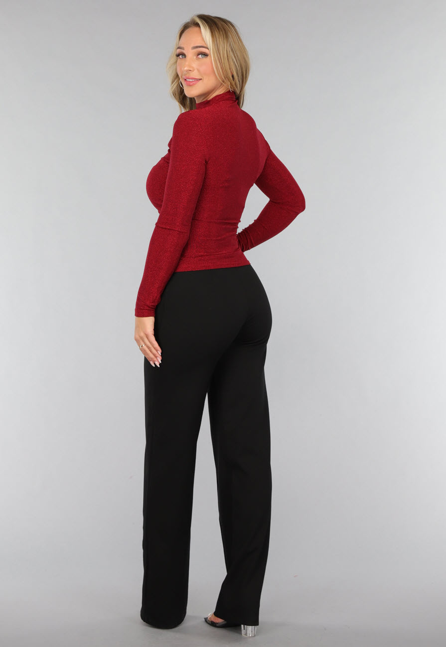 Rode Schitterende Geplooide Top - Uwantisell.nl