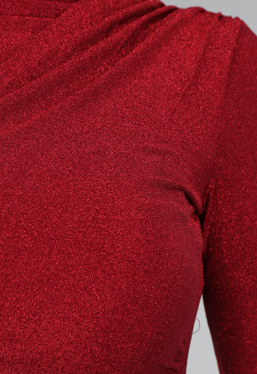 Rode Schitterende Geplooide Top - Uwantisell.nl