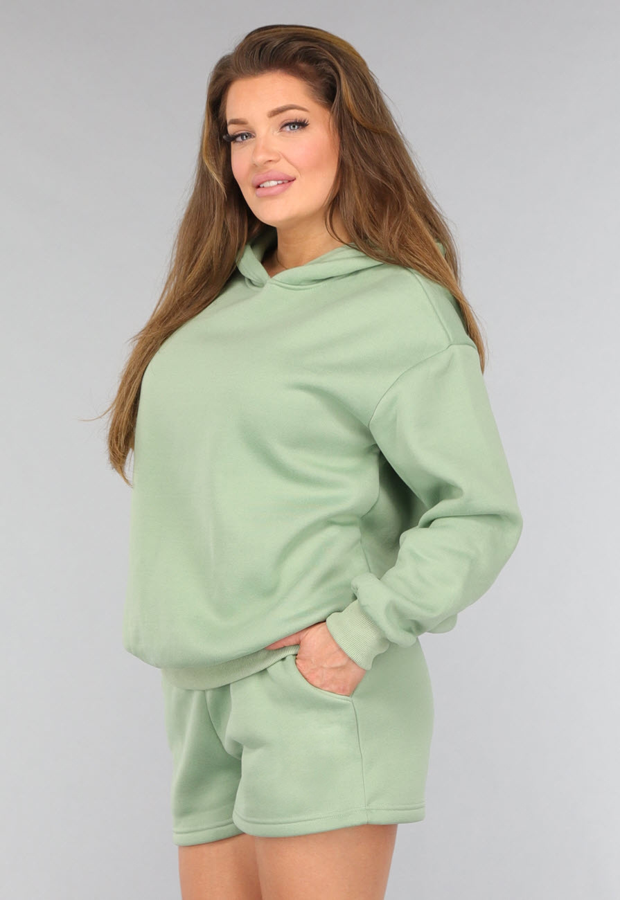 Groene Short Set met Hoodie - Uwantisell.nl