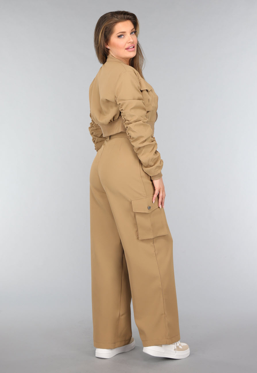 Wide Leg Cargo Set in Camel - Uwantisell.nl