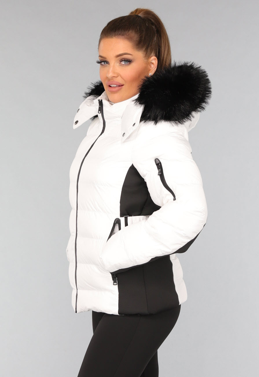 Witte Ski Jas met Namaakbont - Uwantisell.nl
