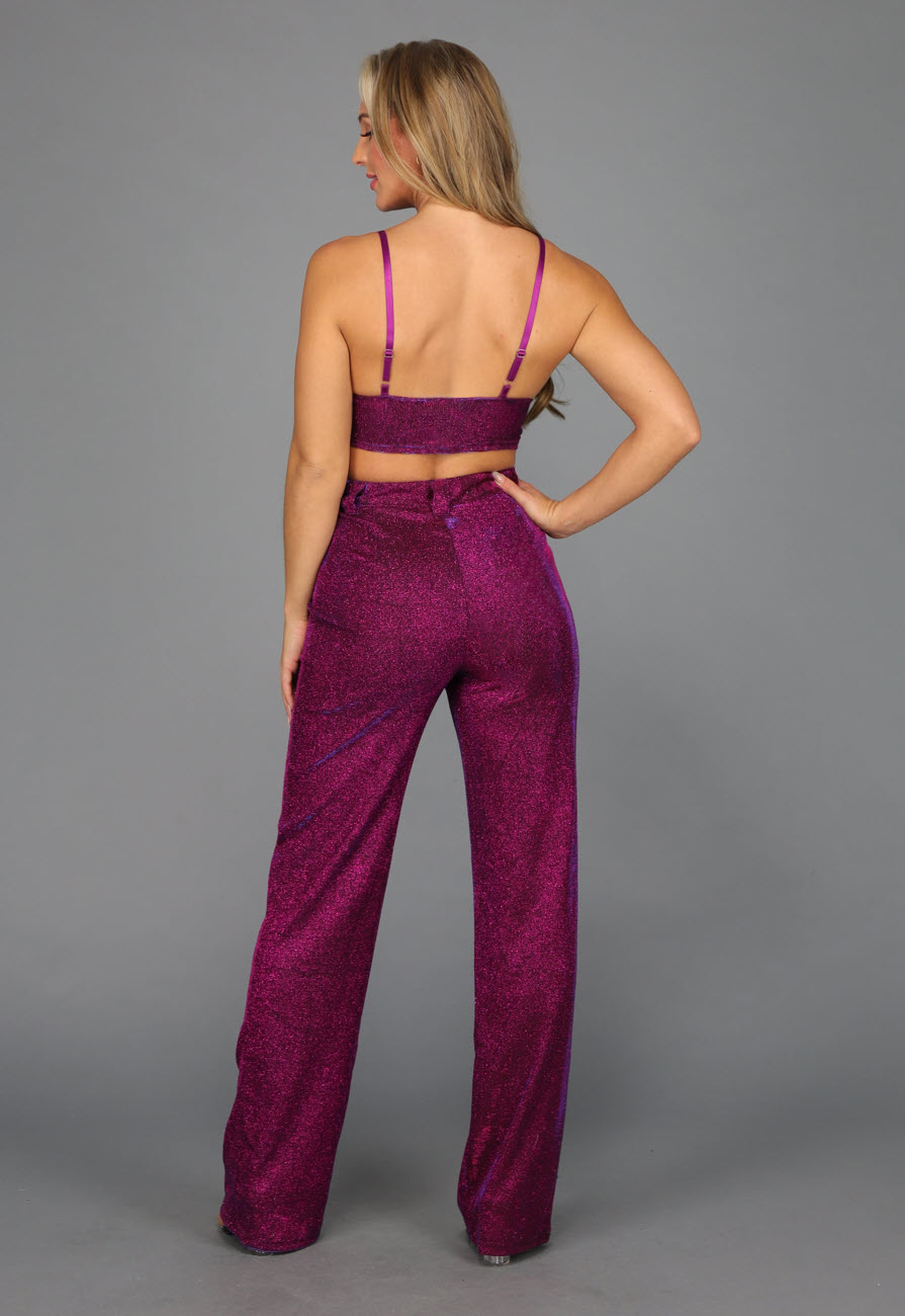 Paarse Glamour Top met Triangel Model - Uwantisell.nl