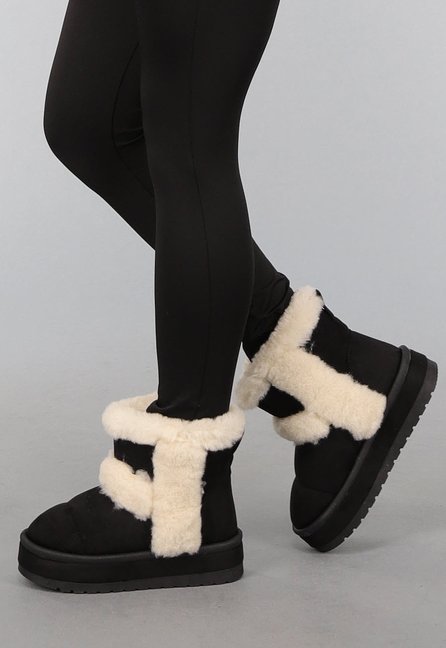 Zwarte Teddy Boots met Dikke Zool - Uwantisell.nl
