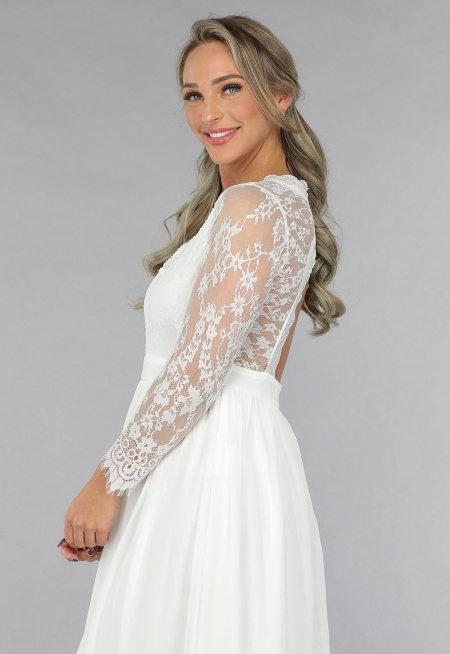 Witte Bridal Jurk met Open Rug - Uwantisell.nl