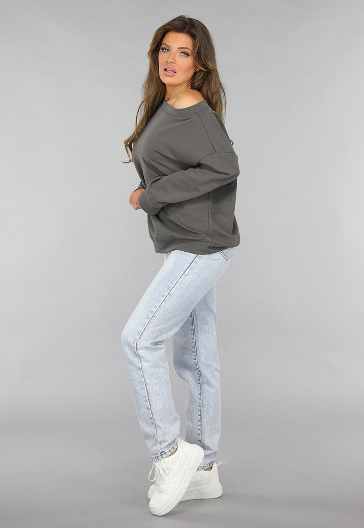 Antraciet One Shoulder Sweater - Uwantisell.nl
