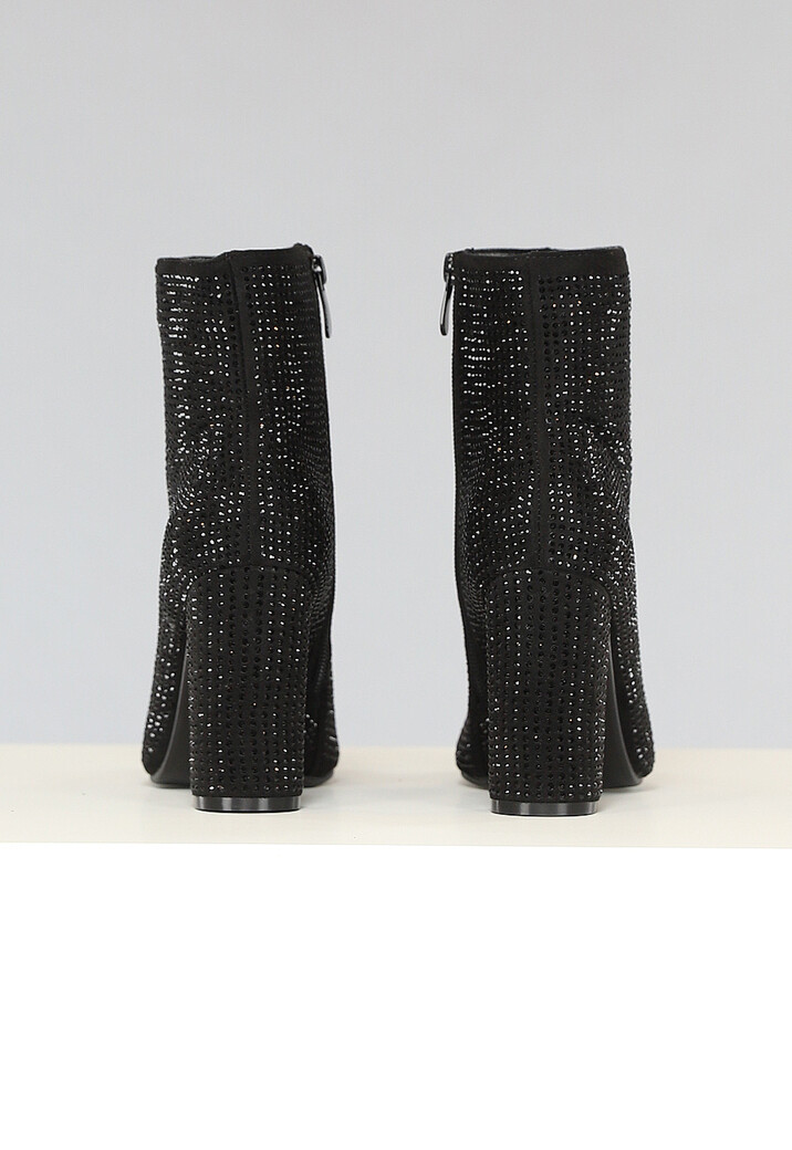 Shiny Zwarte Strass Boots met Blokhak - Uwantisell.nl