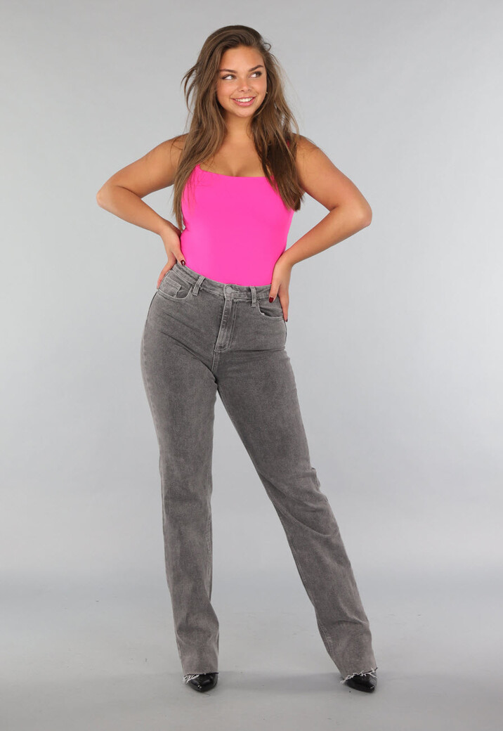 Fel Roze Mouwloze Body met Vierkante Hals - Uwantisell.nl