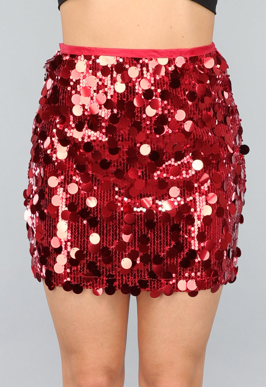 Rood Pailletten Rokje - Uwantisell.nl