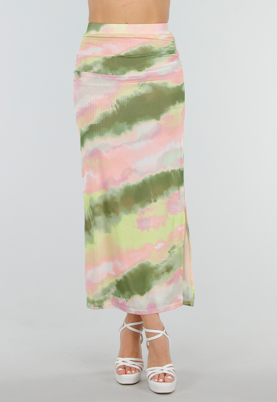 Mesh Multicolor Maxirok met Plooien - Uwantisell.nl