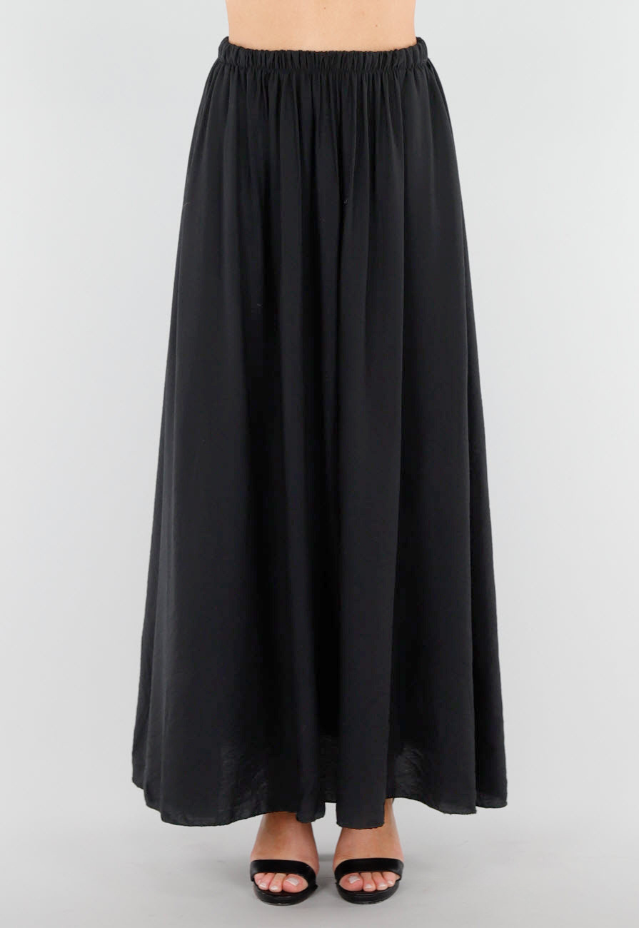 Zwarte Lange Rok met Linnenlook - Uwantisell.nl
