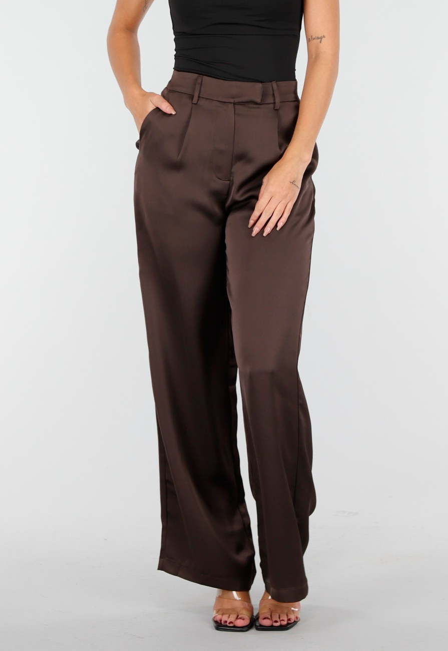Donkerbruine Satijnlook Broek - Uwantisell.nl