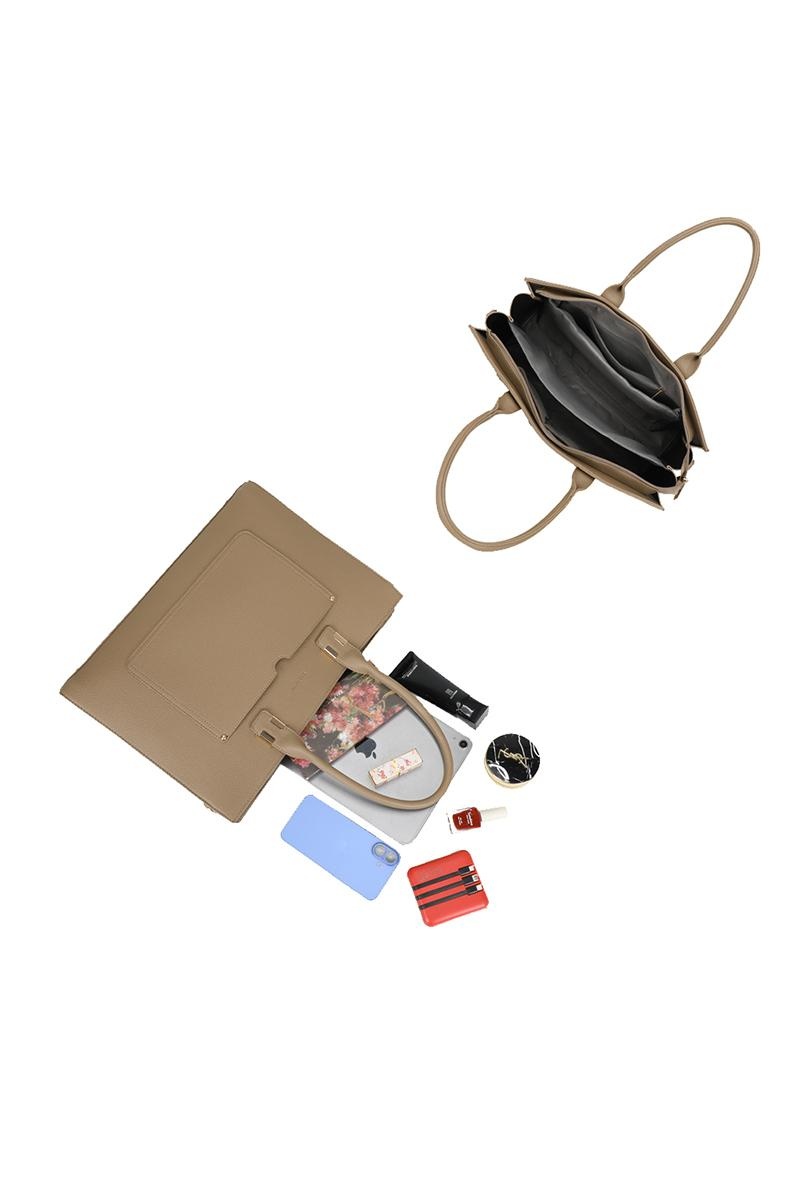 Beige Laptoptas met Handvatten en Schouderband - Uwantisell.nl