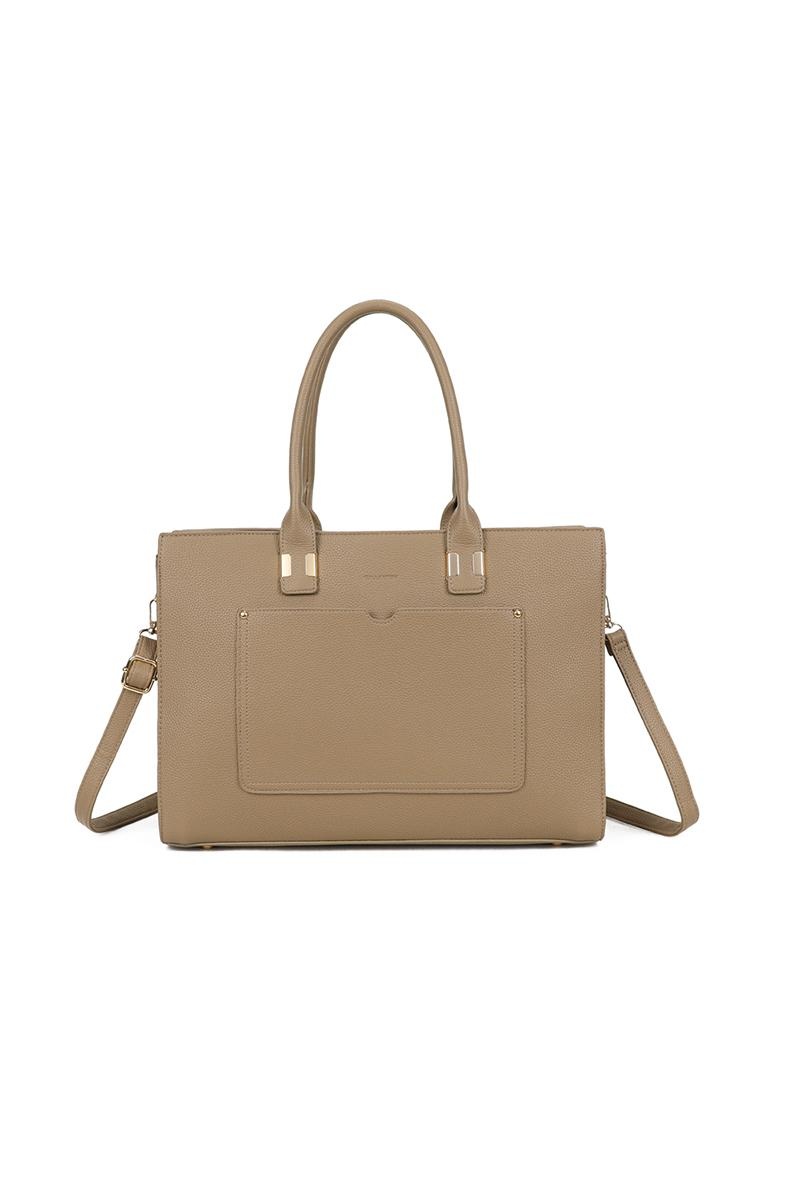 Beige Laptoptas met Handvatten en Schouderband - Uwantisell.nl