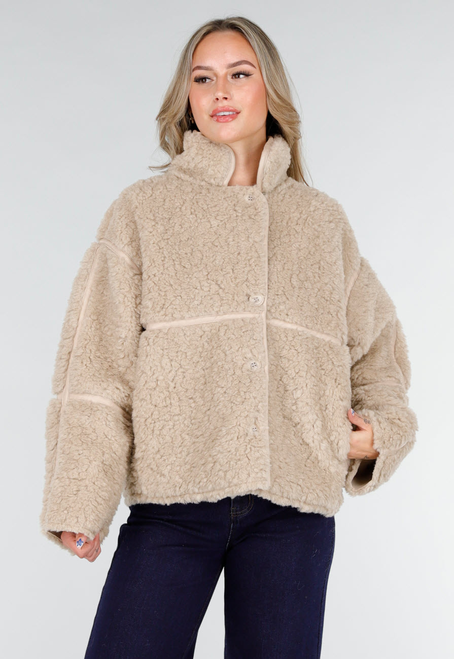Beige Teddy Jas - Uwantisell.nl