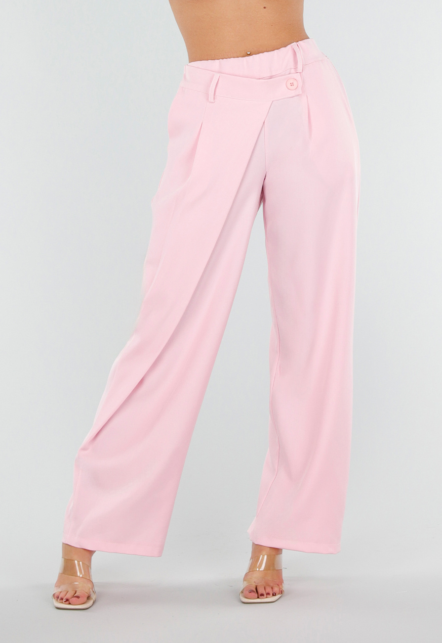 Roze Barrel Overslag Broek met Plooien en Stretch - Uwantisell.nl