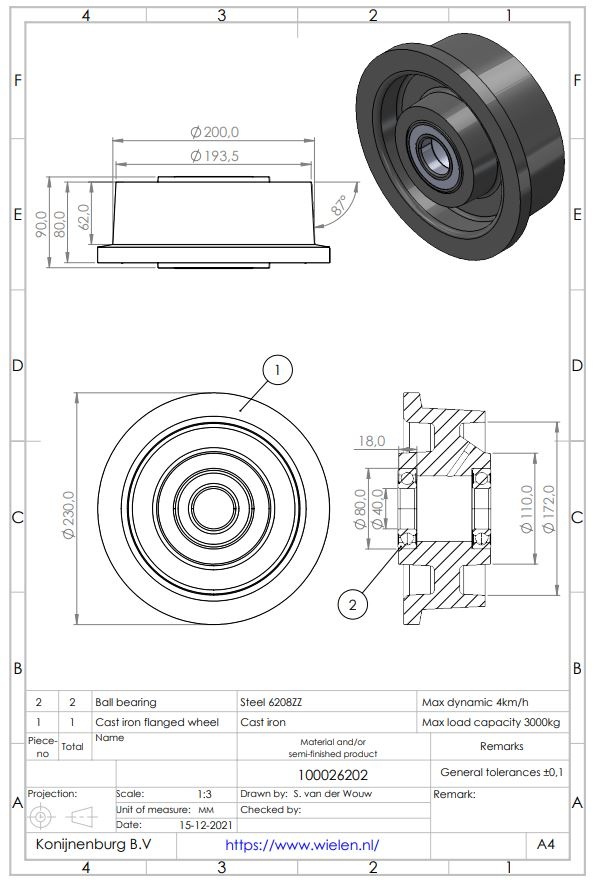 SPK 201K Flanged track wheel from cast iron - Industrialwheels.com