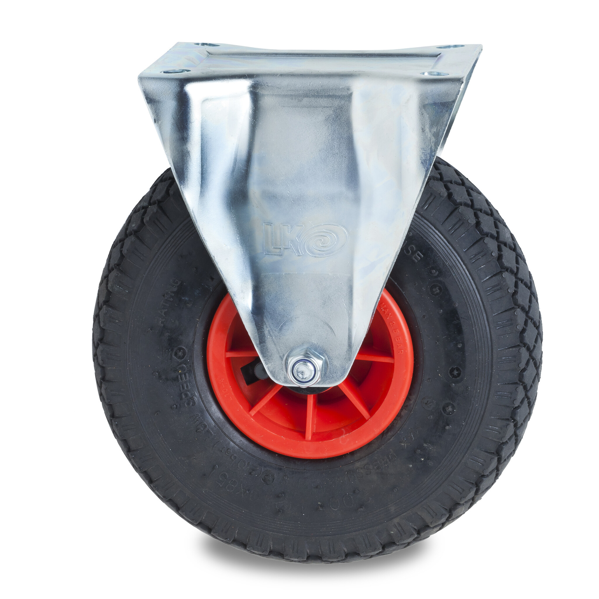 Roue fixe, Ø 260 mm, pneumatique avec bande de roulement en bloc, 150KG ...