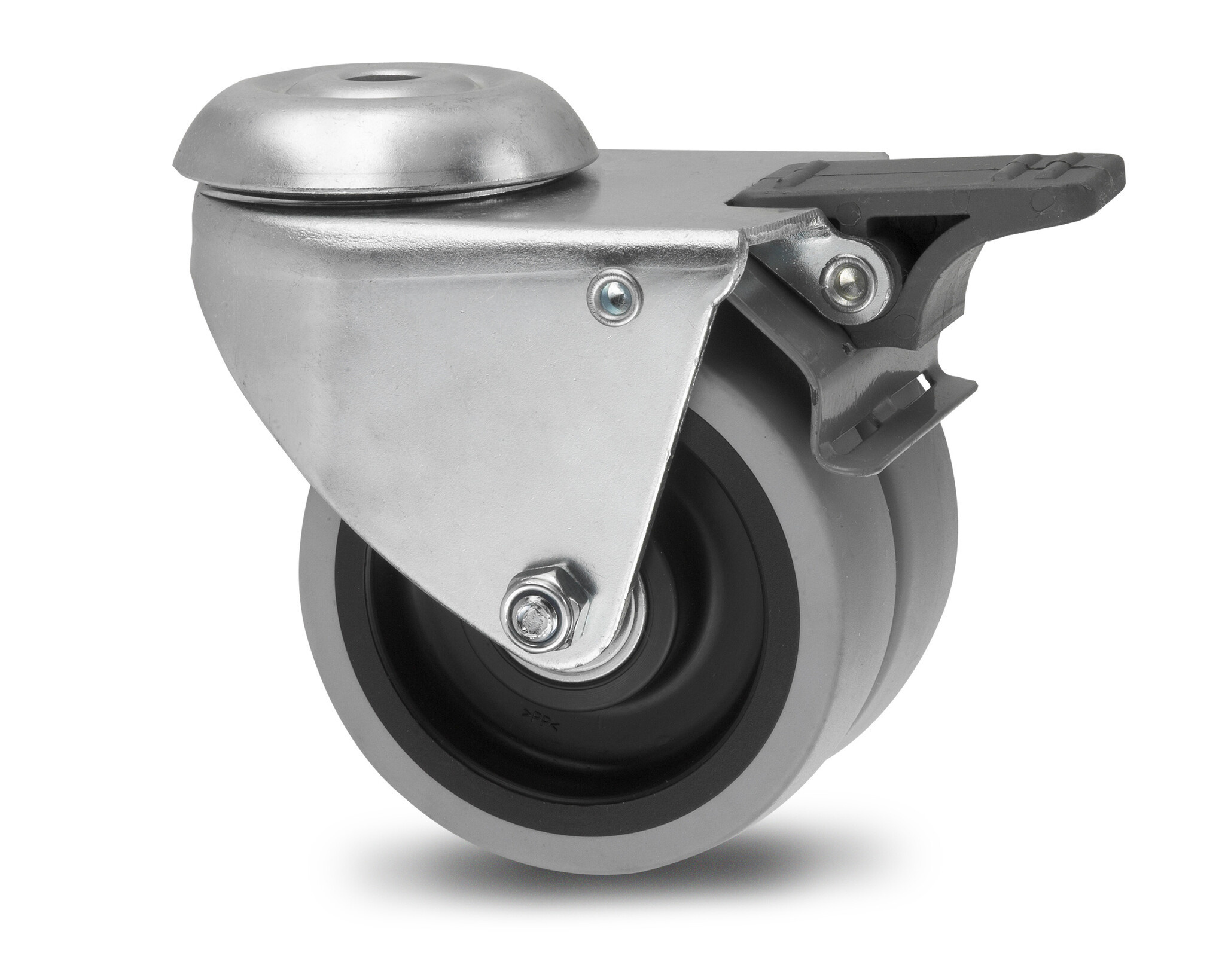 ruota girevole con freno, Ø 50 mm, pneumatico grigio in gomma ...