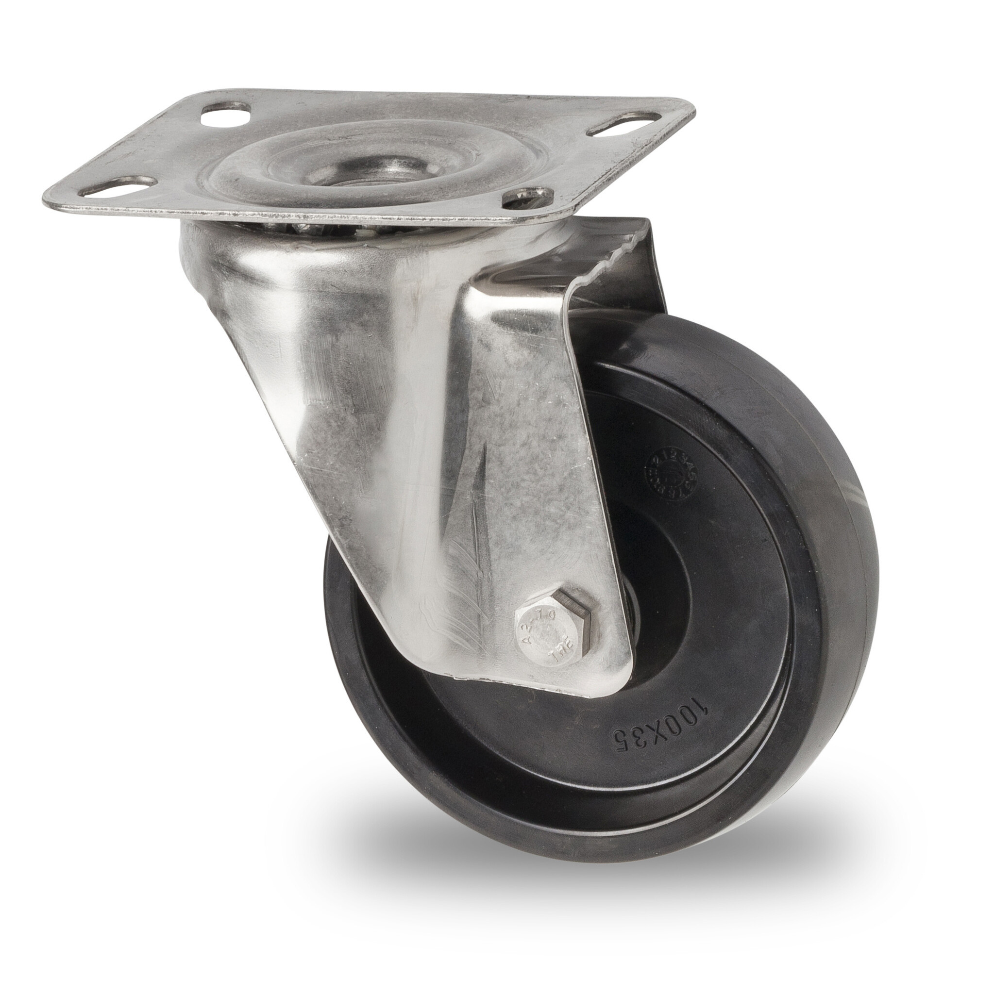 heavy duty fixed castor from welded steel housing, top plate fitting ...