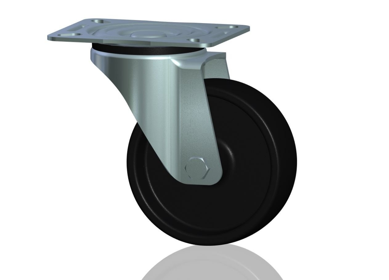 Roulette pivotante, Ø 100mm, Roue PA6 renforcée en fibre de verre ...