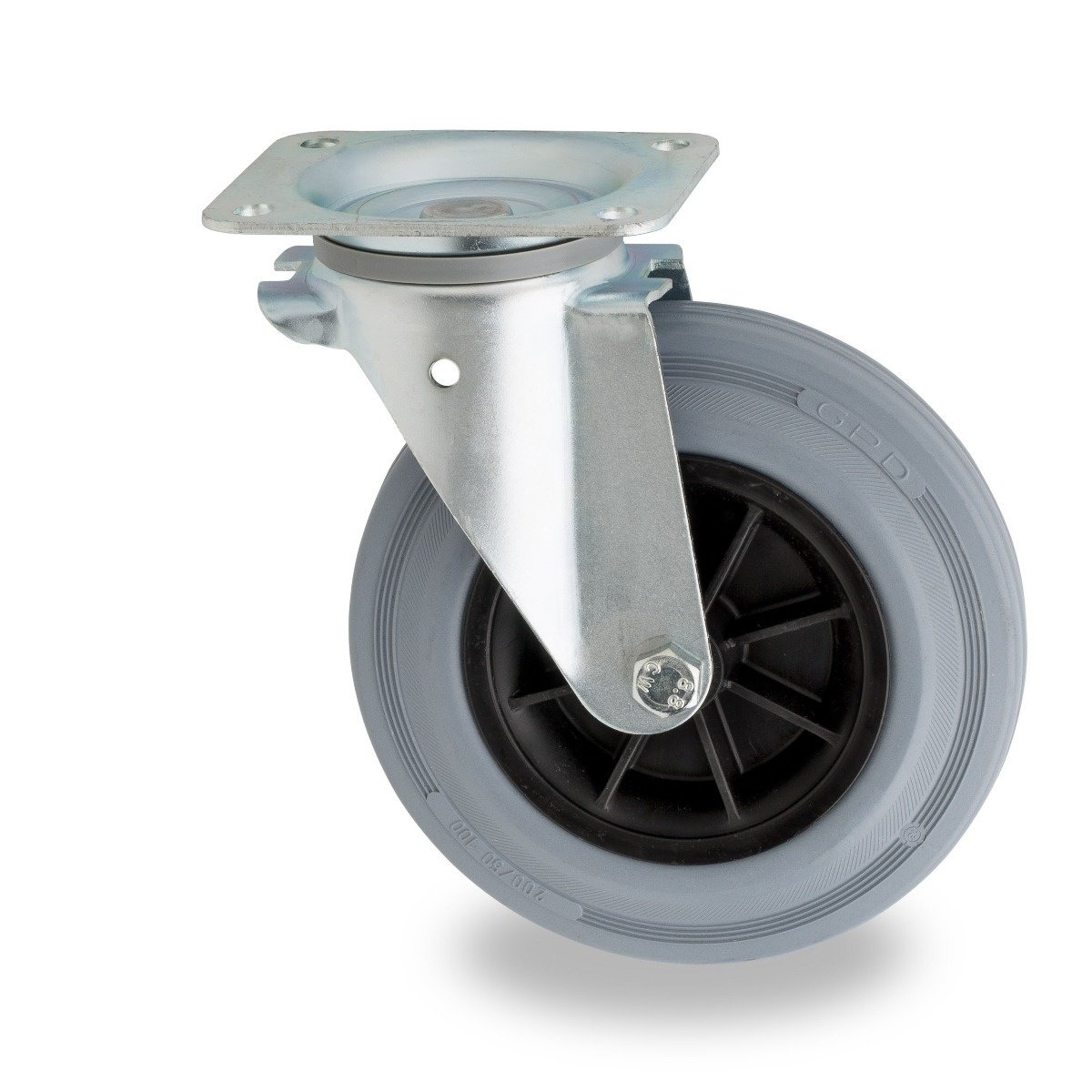 ruota girevole, Ø 200 mm, gomma, gomma grigia antitraccia, 230KG ...