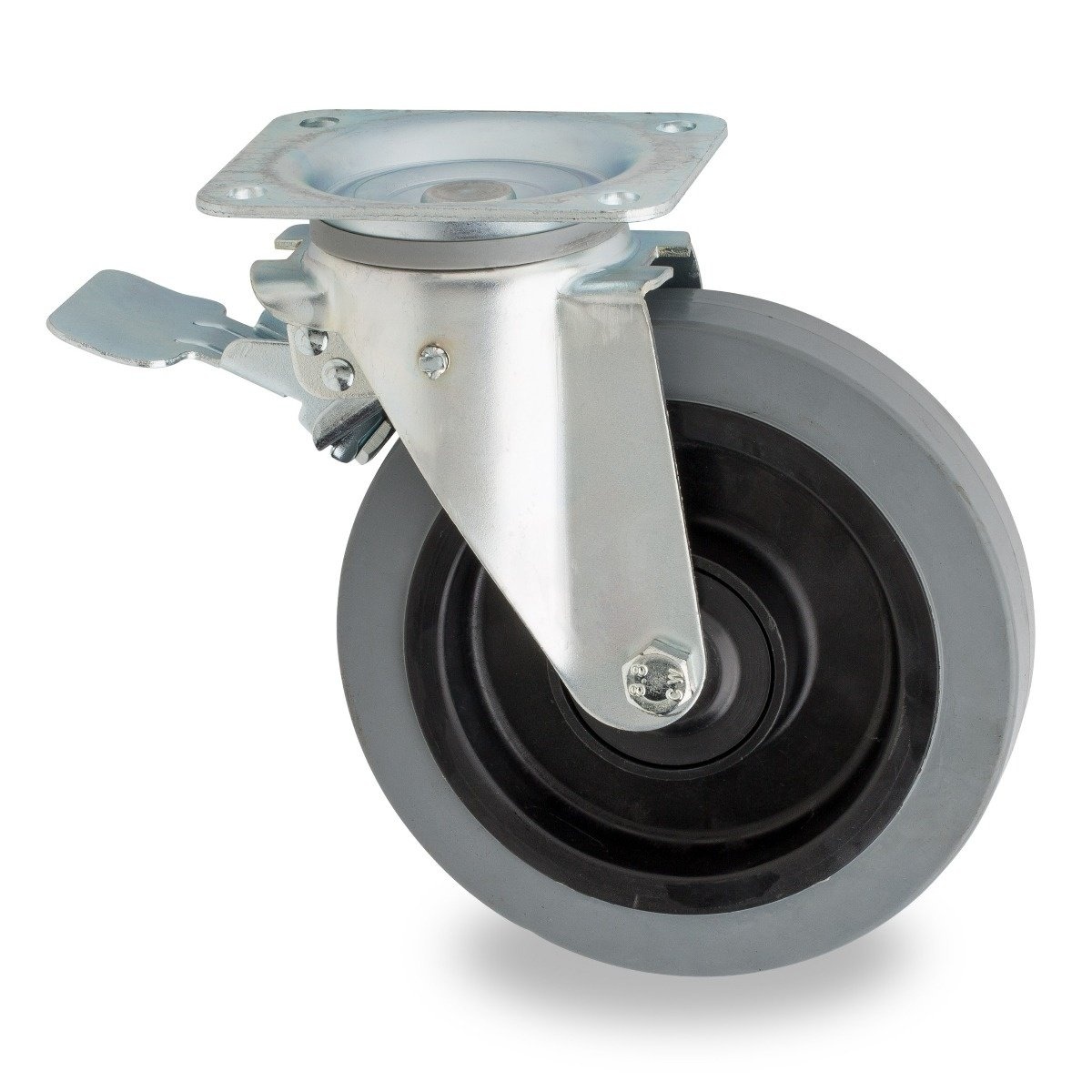 swivel castor with brake, Ø 200mm, elastic-tyre non-marking, 400KG ...