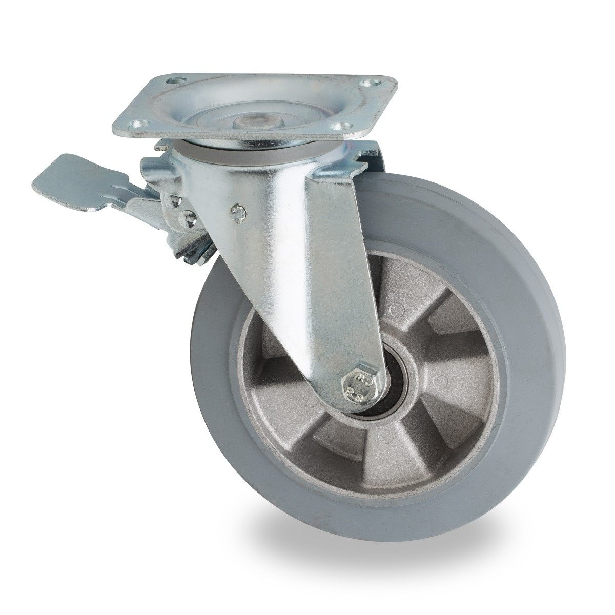 ruota girevole con freno, Ø 200 mm, pneumatico elastico, grigio, 400KG ...