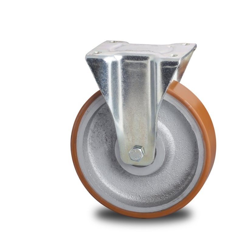 heavy duty fixed castor from welded steel housing, top plate fitting ...