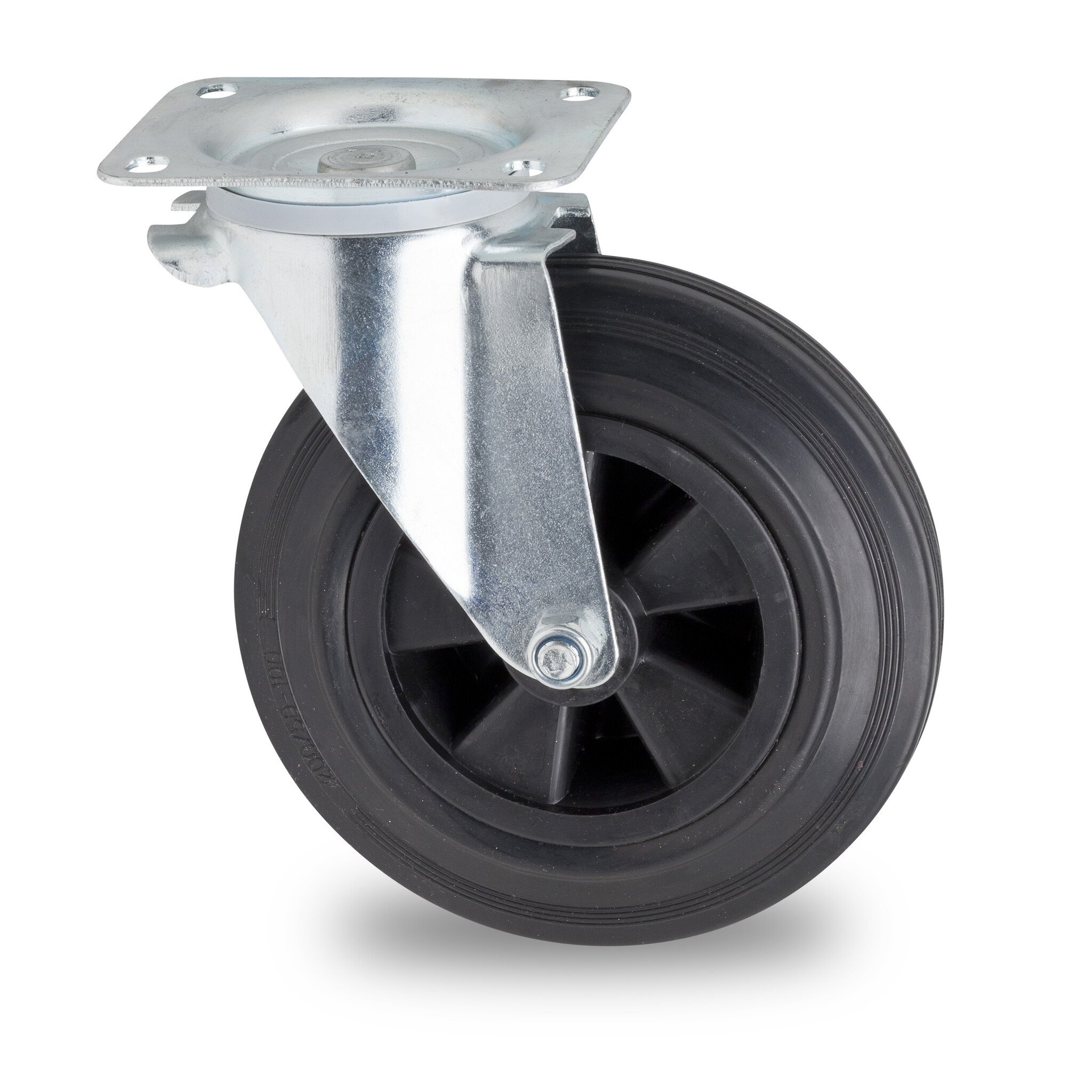 castor wheel for waste bin, Ø 200mm, black rubber tyre, 200KG, Castors ...