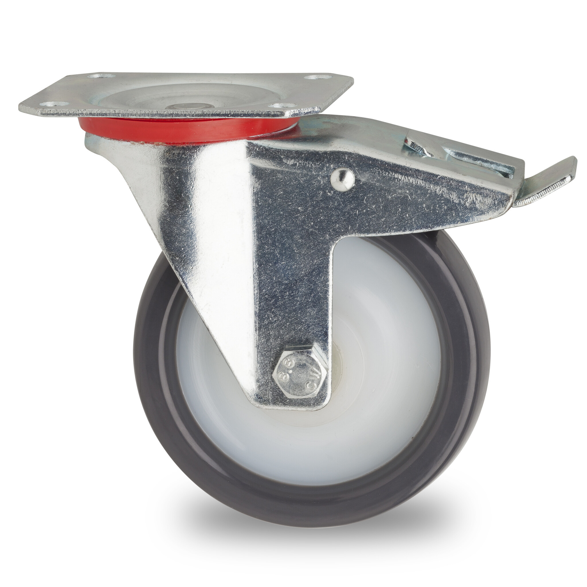 swivel castor with brake, Ø 125 mm, casted polyurethane, 250KG ...