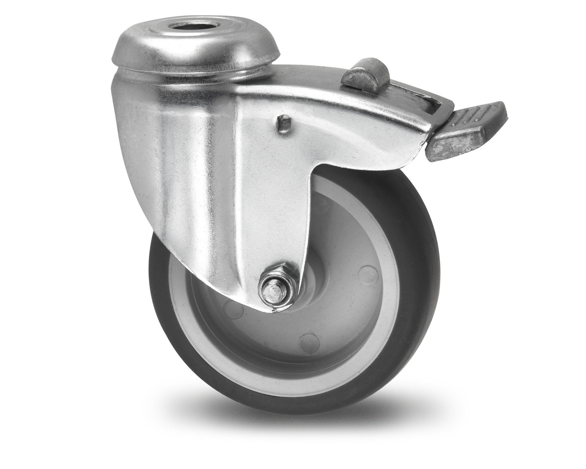 swivel castor with brake Ø 75 x 25mm grey rubber Load capacity 75kg ...