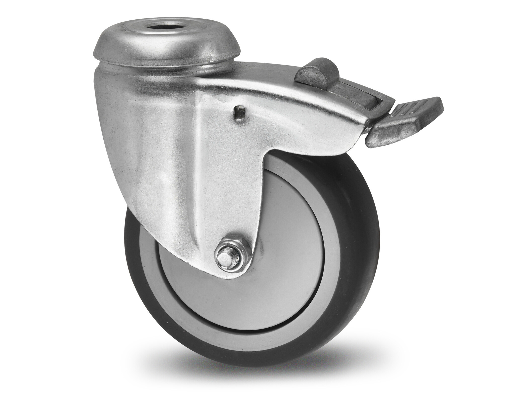 swivel castor with brake Ø 75 x 25mm grey rubber Load capacity 75kg ...