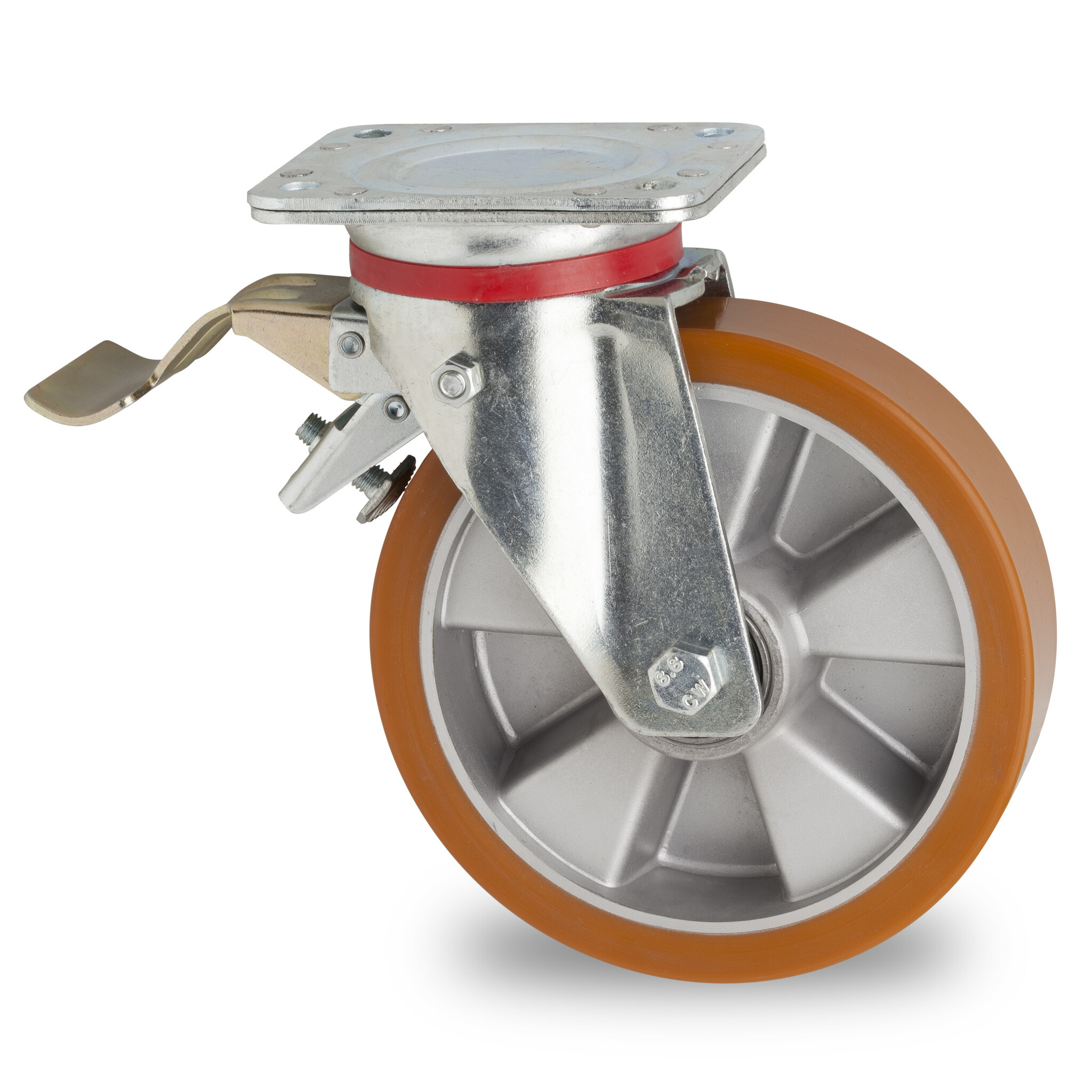 swivel castor with brake, Ø 160 mm, vulcanised polyurethane tyre, 600KG ...