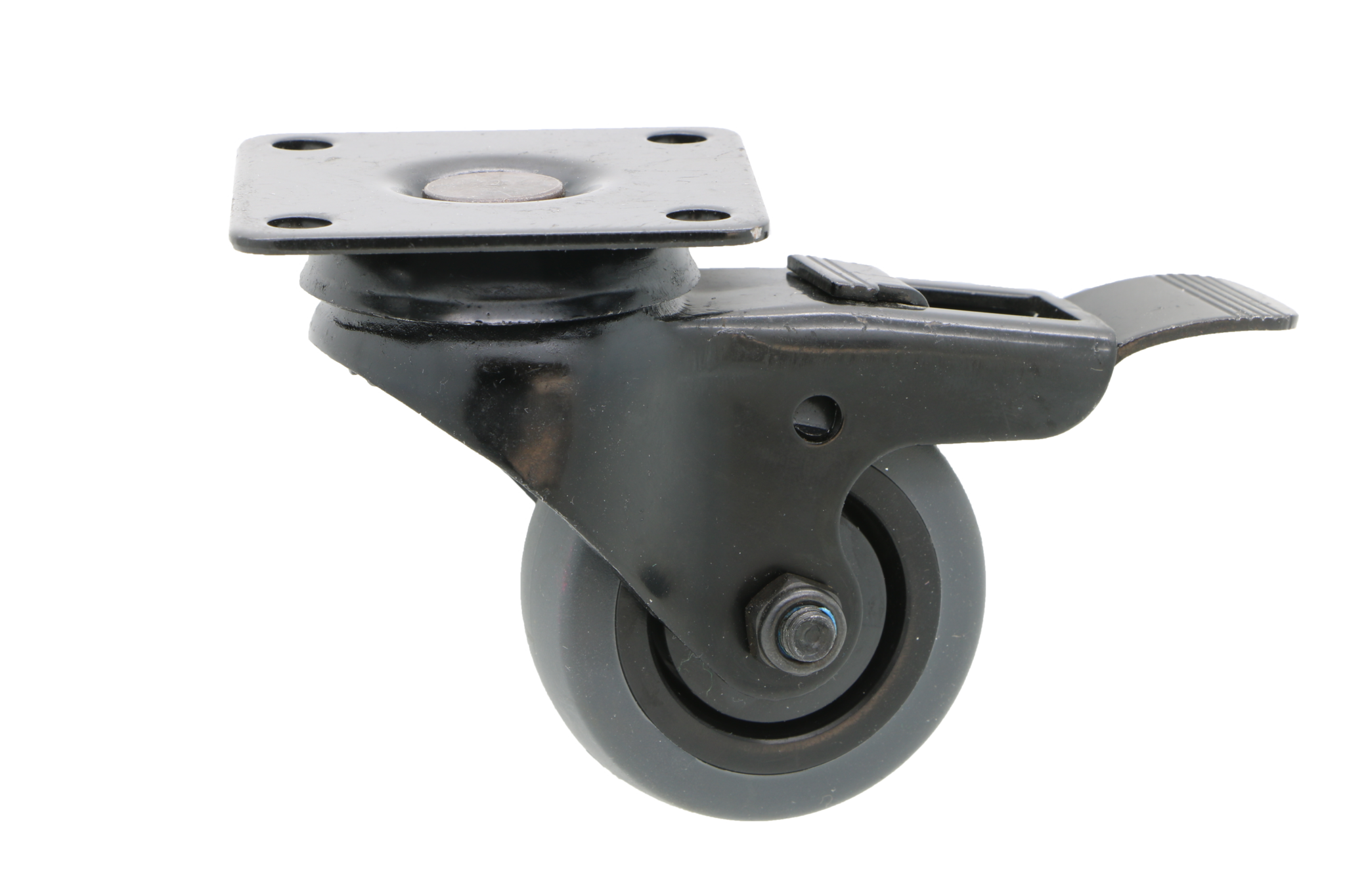 swivel castor with brake Ø 50 x 23mm grey rubber Load capacity 50kg ...