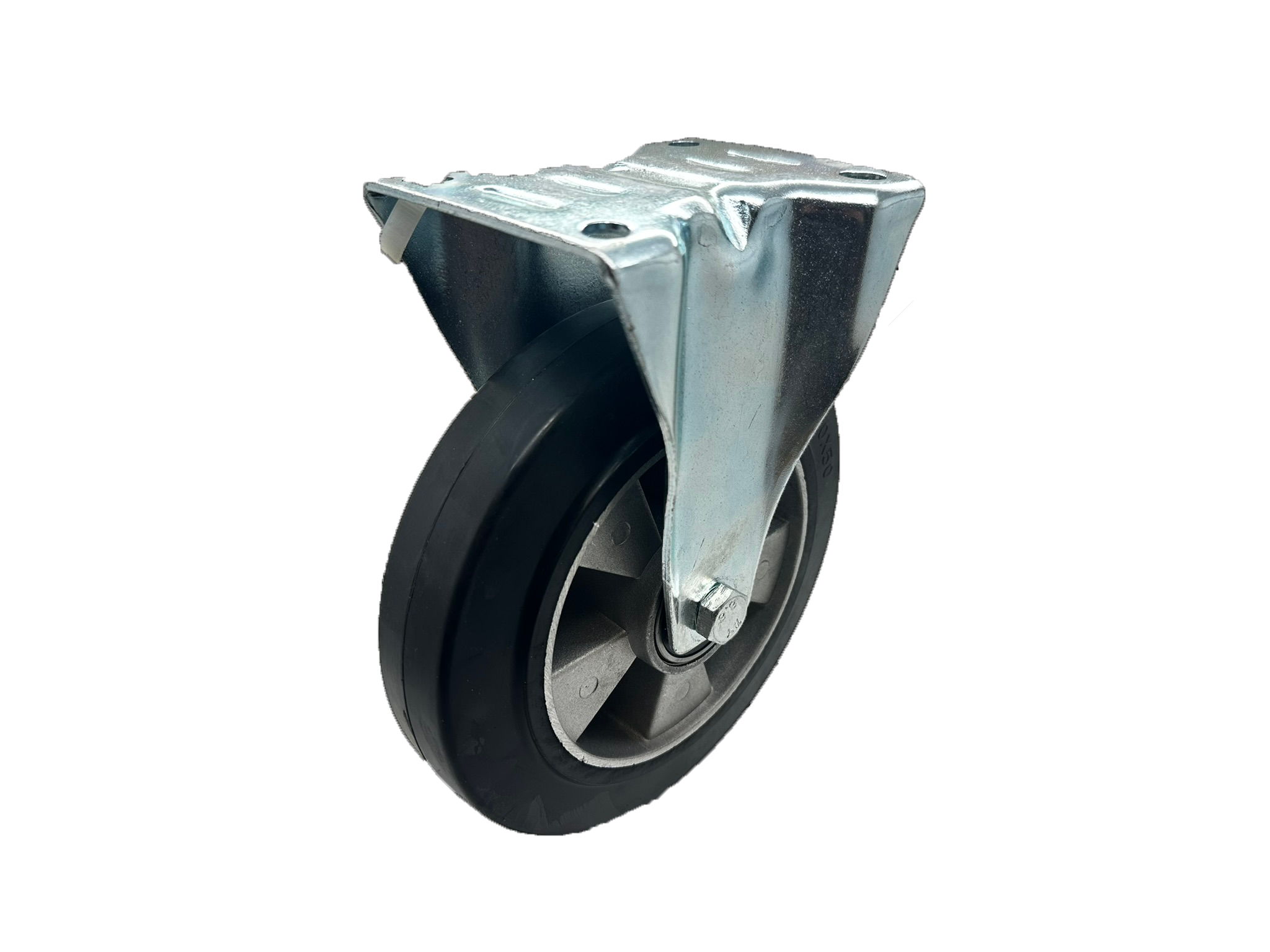 fixed castor Ø 200 x 50mm elastic rubber tyre Load capacity 400kg - Industrial Wheels ...